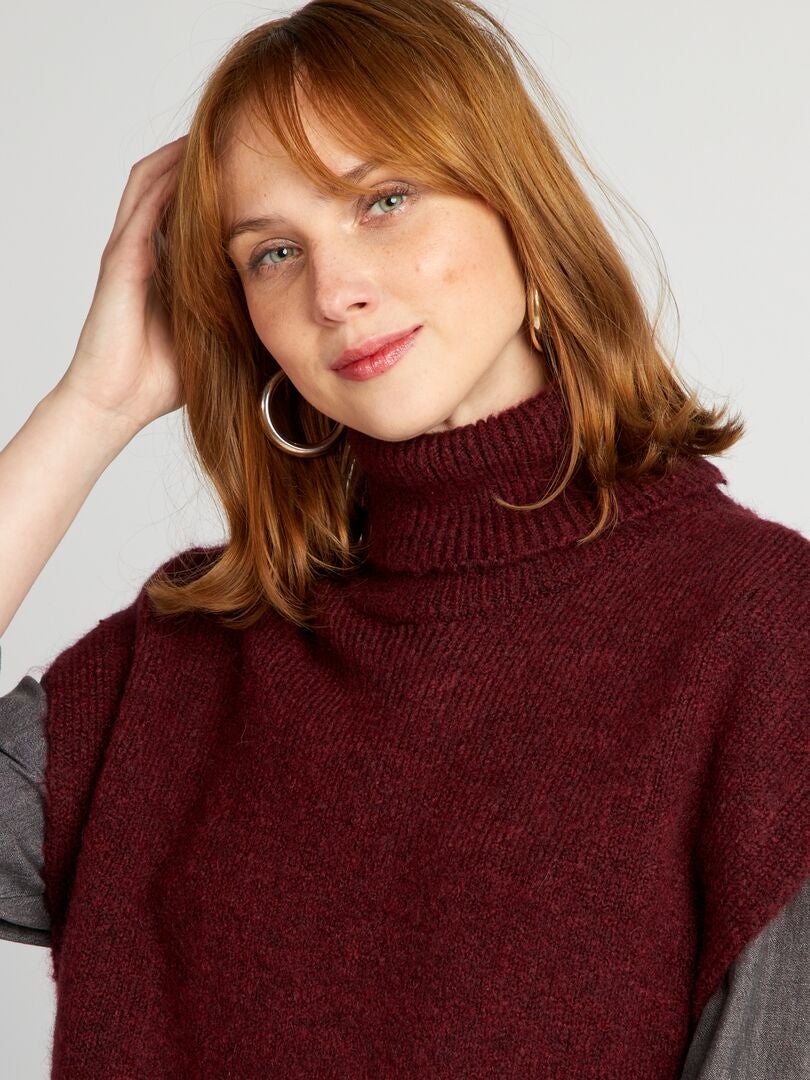 Maxi pull con collo a dolcevita - ROSSO - Kiabi - 27.00€