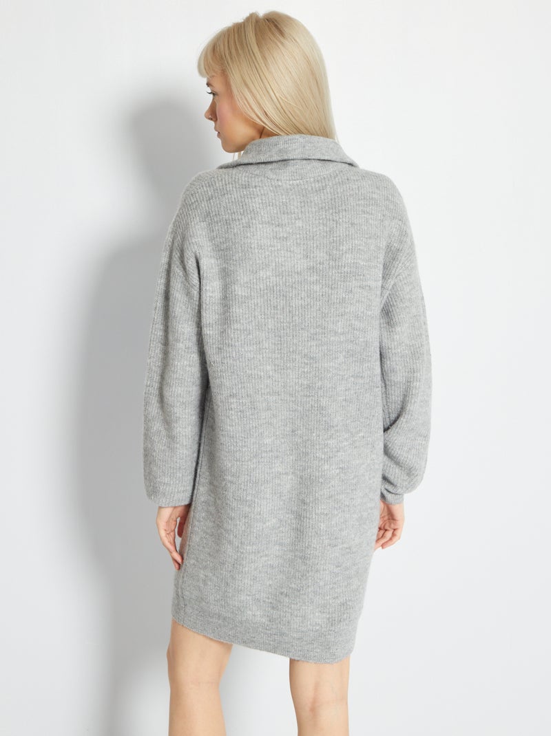 Maxi pull con collo alto con zip - GRIGIO - 20.00€ - Kiabi