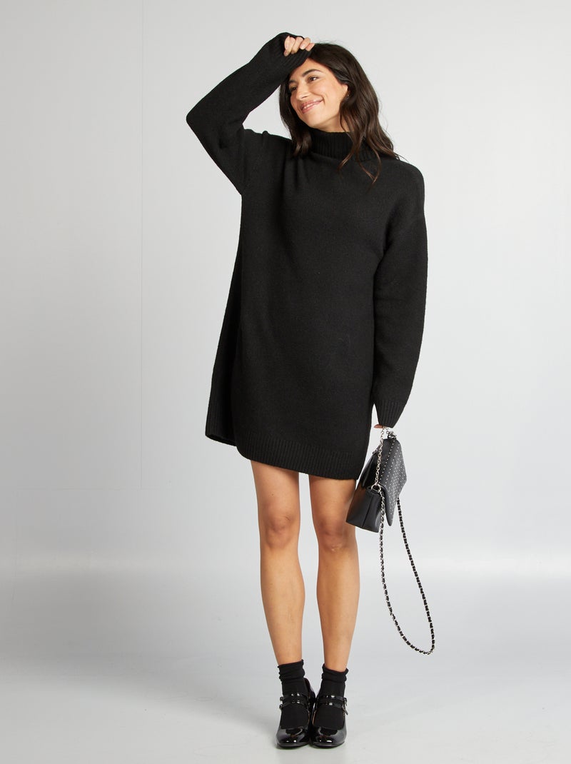 Maxi pull in maglia con collo a dolcevita - nero - 25.00€ - Kiabi