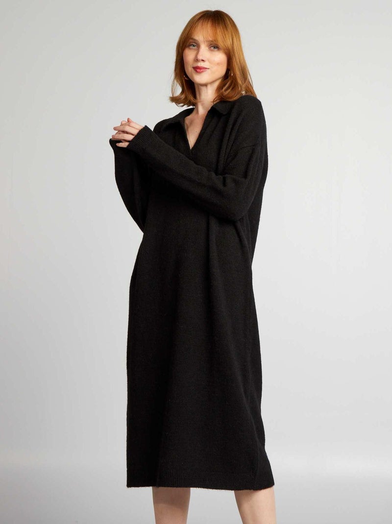 Maxi pull in maglia con collo - nero - 29.00€ - Kiabi