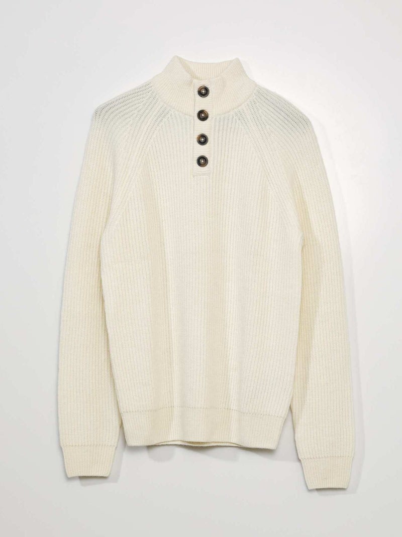 Pullover a collo alto con bottoni - BIANCO - 22.00€ - Kiabi