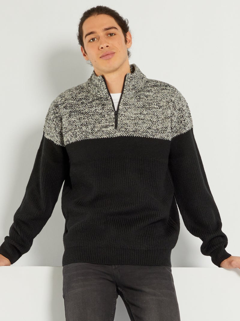 Pullover A Collo Alto Con Zip Bicolore Nero Kiabi 2200€
