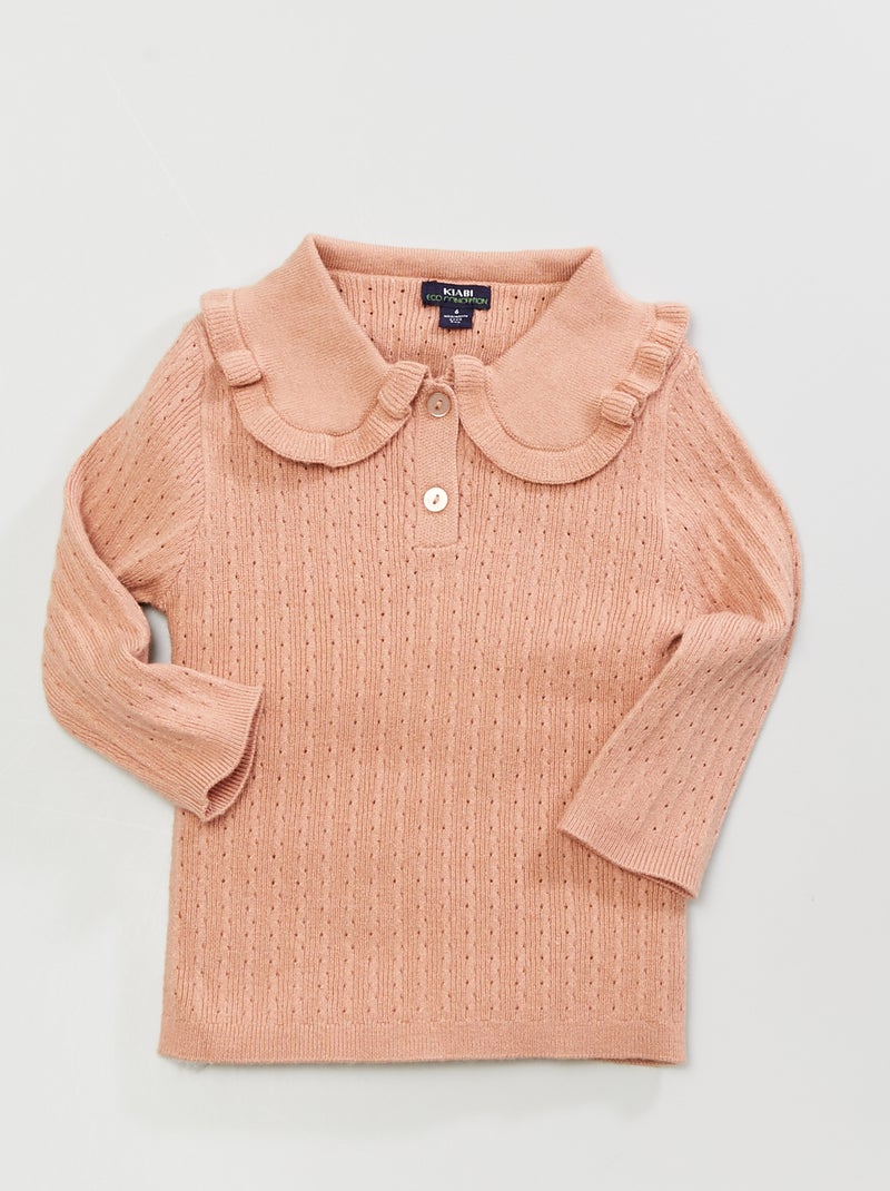 Pullover In Maglia Traforata Con Colletto Claudine Rosa Kiabi 1000€