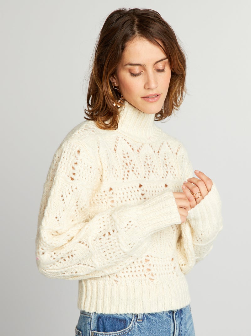 Pullover In Maglia Traforata Con Collo Alto Beige Kiabi 2200€