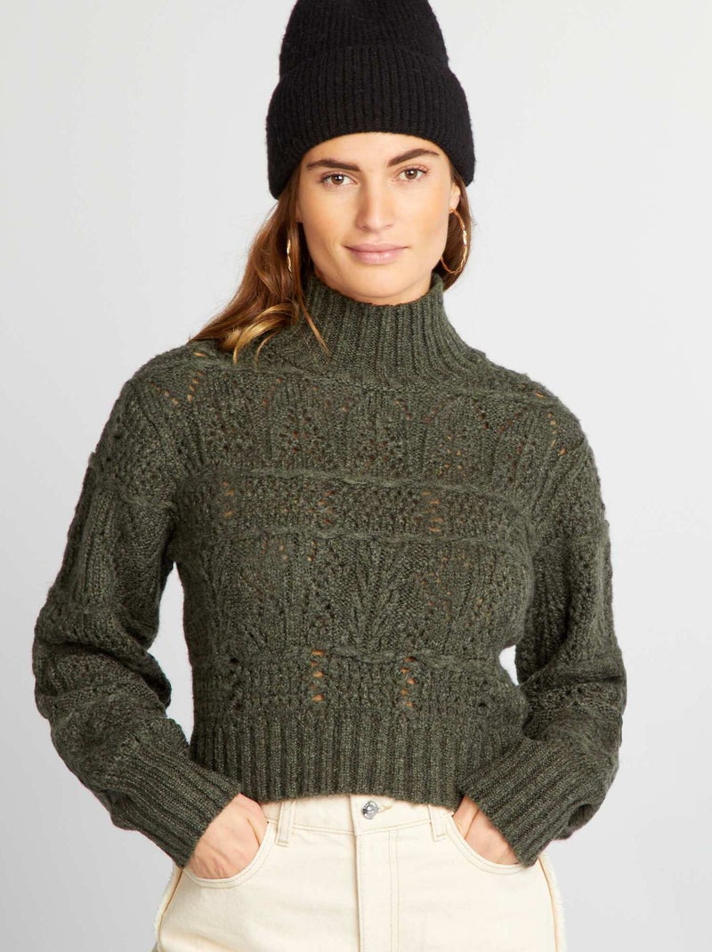 Pullover In Maglia Traforata Con Collo Alto Verde Kiabi 2200€