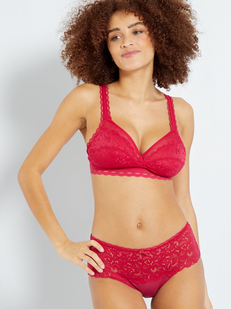 Reggiseno Pizzo Maxi Cuore Incrociato Femminile Playtex Rosso