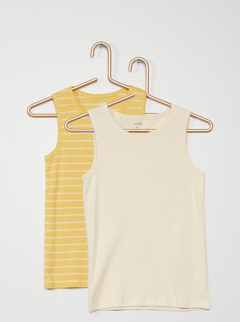 Set di 2 canotte in cotone - GIALLO - 6.00€ - Kiabi