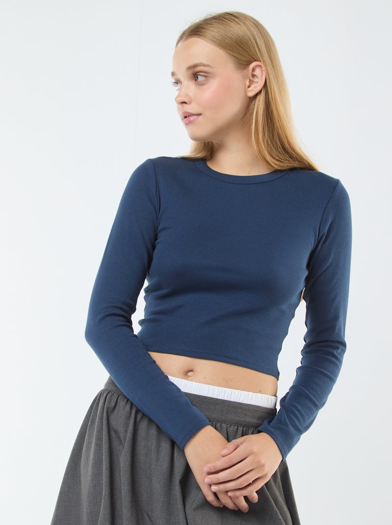 T-shirt cropped basic - Blu - Ragazza - 8.00€ - Kiabi