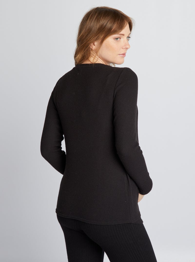 T-shirt per l'allattamento in maglia a coste - nero - Kiabi - 18.00€ T-shirt per l'allattamento in maglia a coste - nero - Kiabi - 18.00€