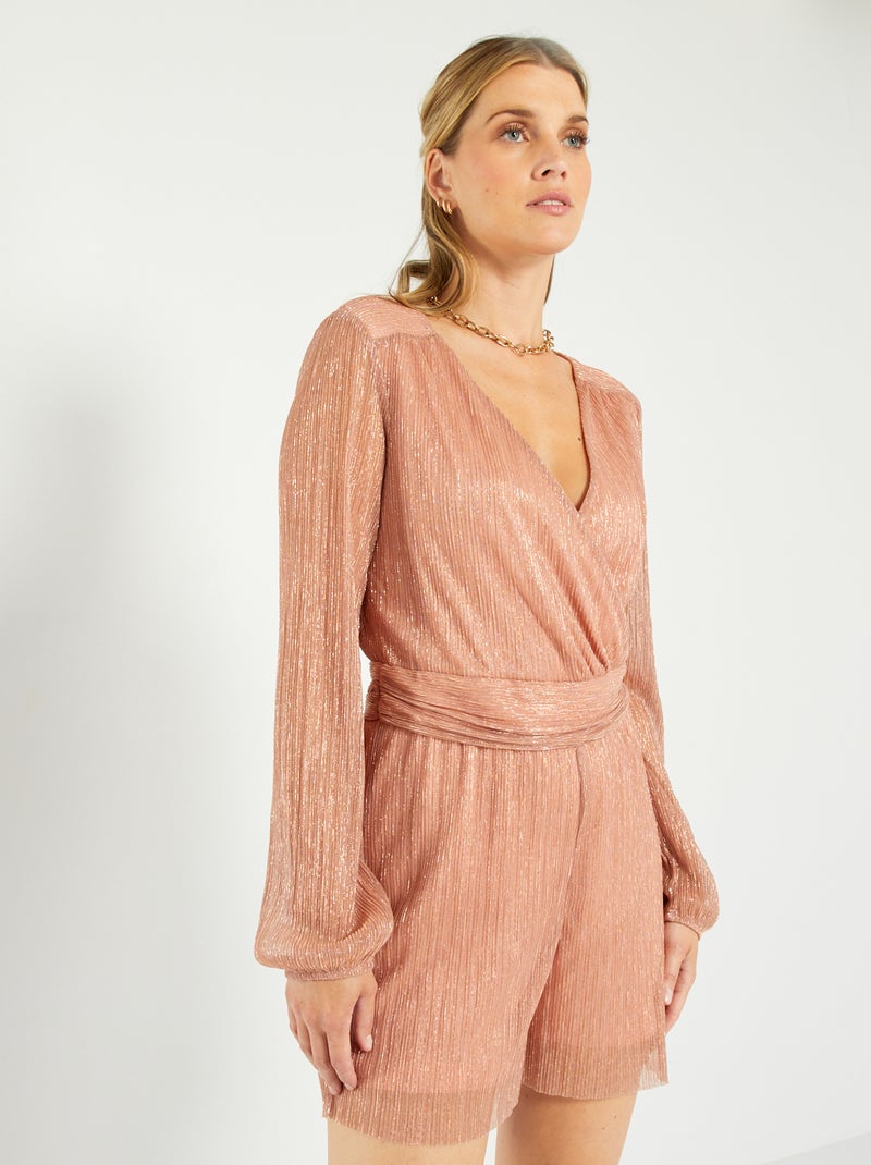 Tuta corta plissettata e lucida - ROSA - 29.00€ - Kiabi