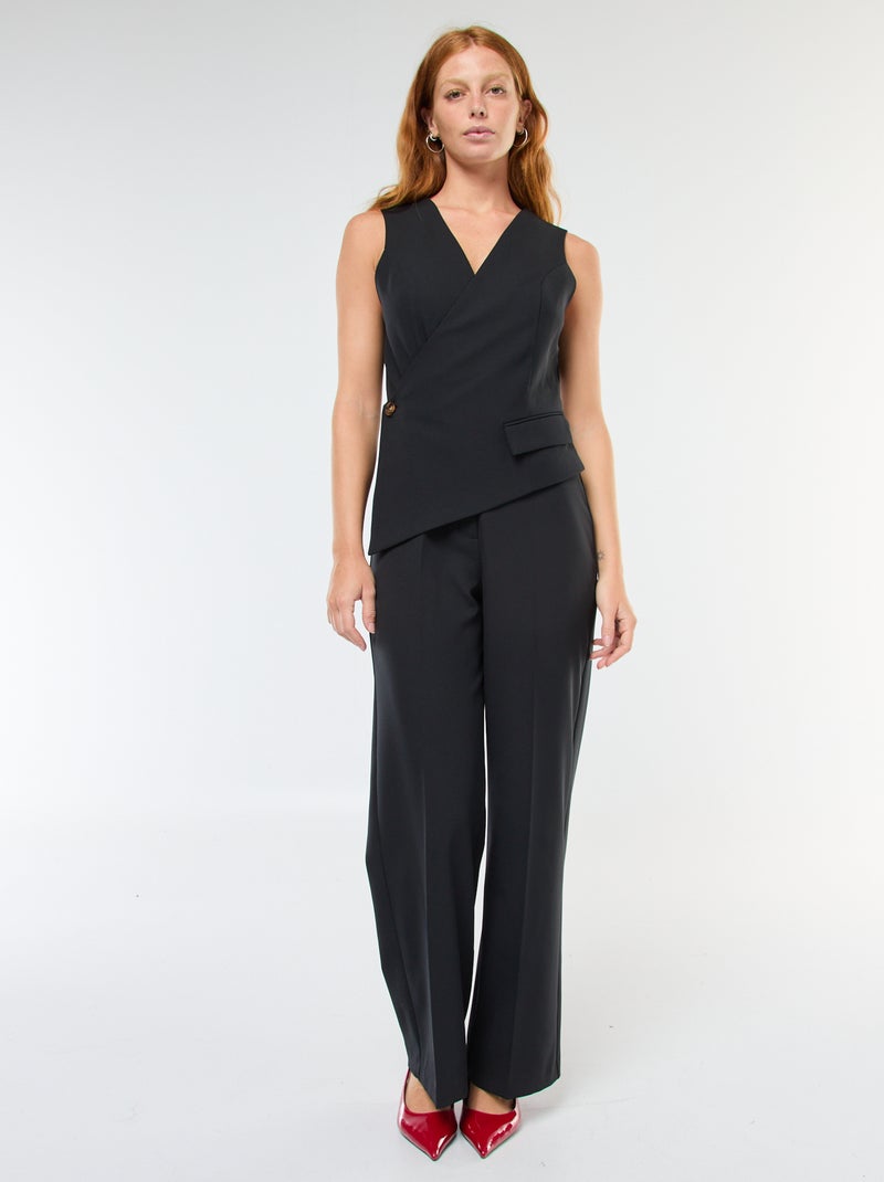 Tuta pantalone top gilet tinta unita - Nero - Donna - 32.00€ - Kiabi