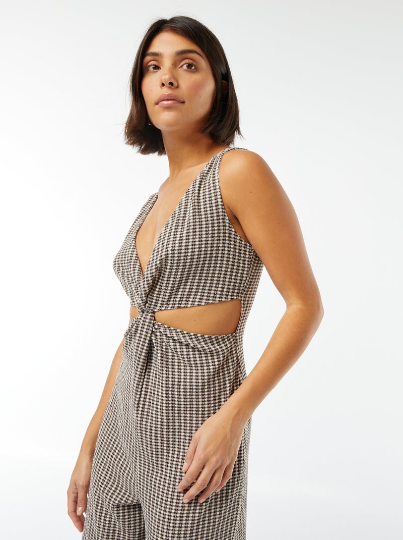 Tuta pantaloni con fiocco fantasia e cut out - Marrone - Donna - 25.00€ - Kiabi