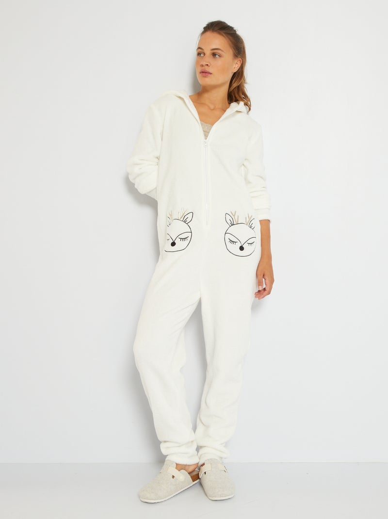Tuta pigiama con ricamo cervo - ecru - 24.00€ - Kiabi
