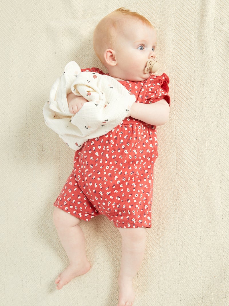 Tutina bloomer con stampa floreale - ROSSO - Kiabi - 10.00€