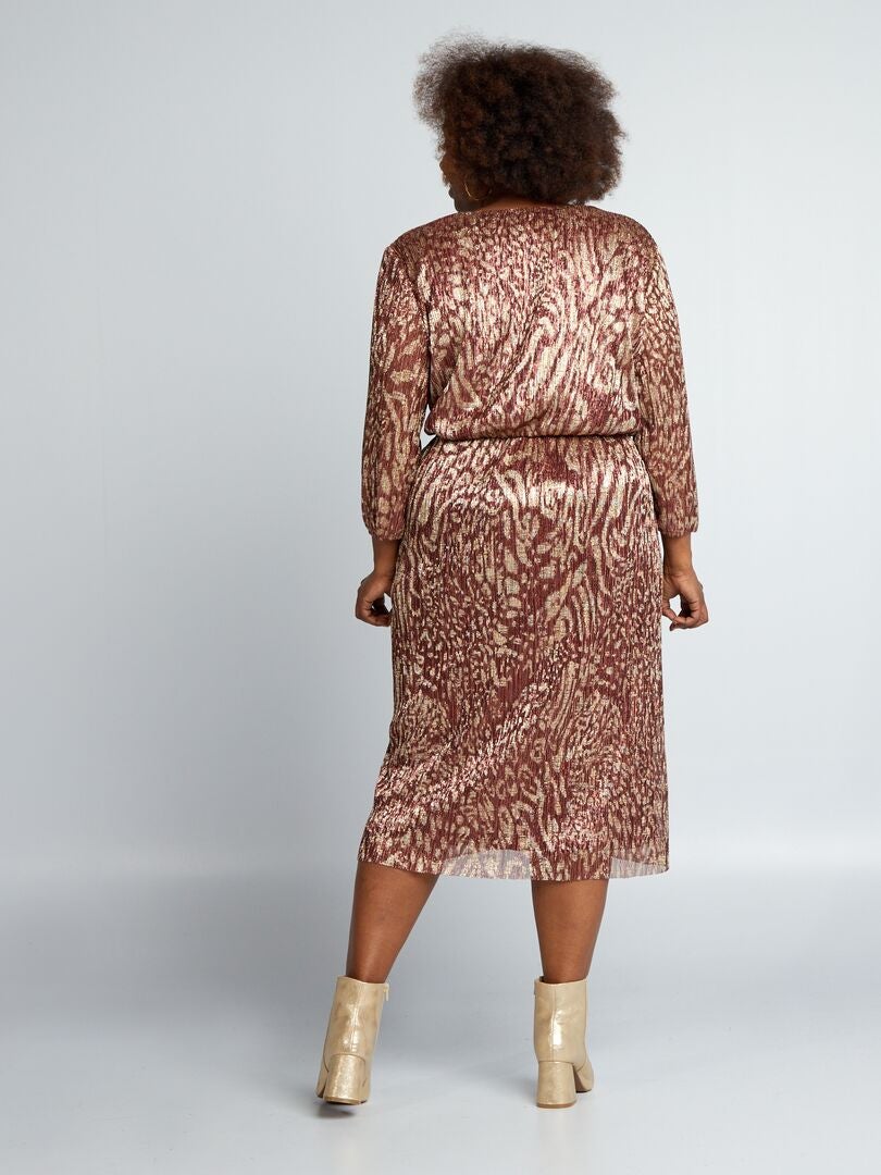 Vestito midi in maglia plissettata iridata - MARRONE - Kiabi - 39.00€